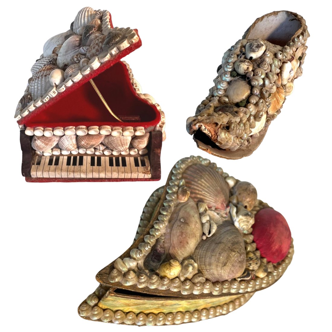 Victorian Era Antique Sailor's Valentine Shell Art Collection