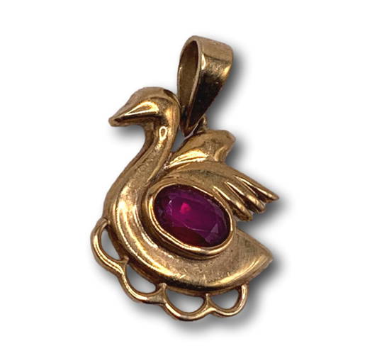 Petite 14K Gold and Genuine Ruby Swan on Water Pendant - Nov 06, 2022 ...