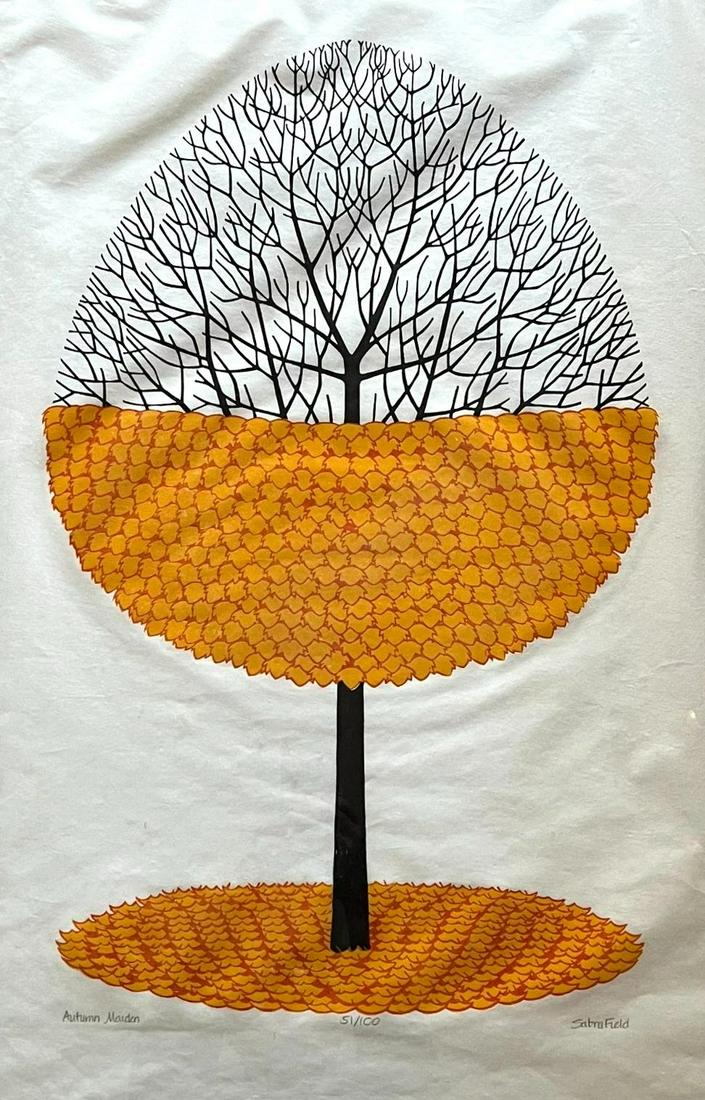 Sabra Field Original Signed Woodblock Large Scale Autumn Maiden - Apr ...
