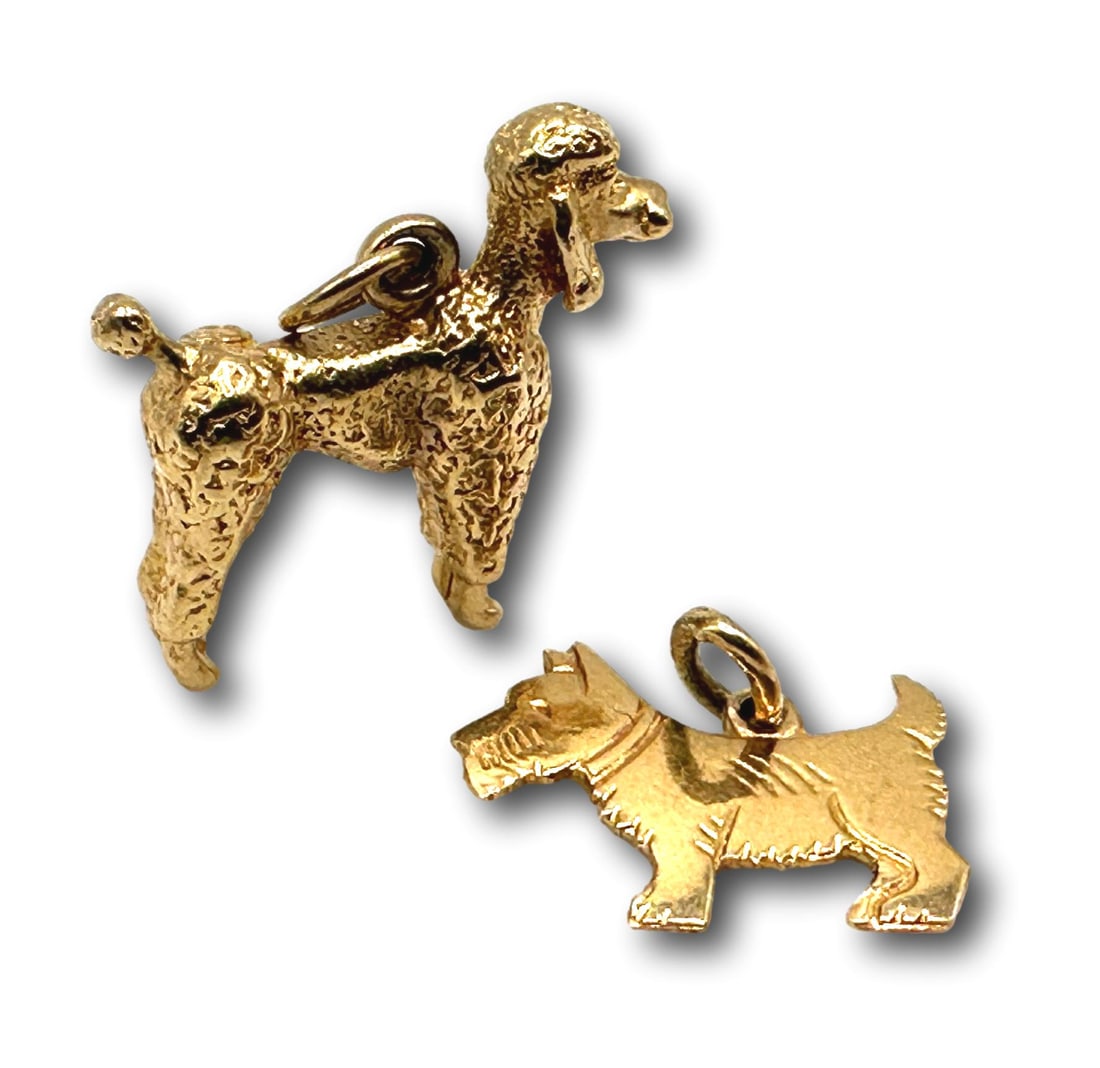 Vintage 14k Gold Poodle And Scottie Dog Charms Auction