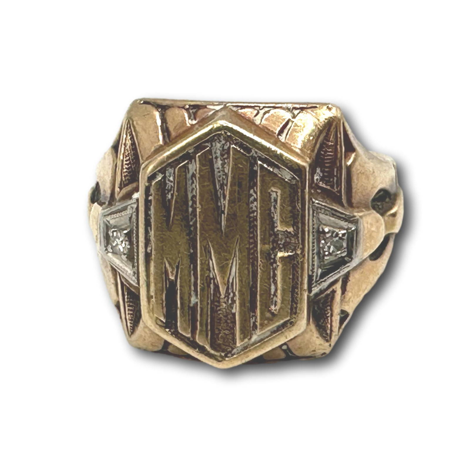 Vintage 10k Gold And Diamond Insignia Ring Auction