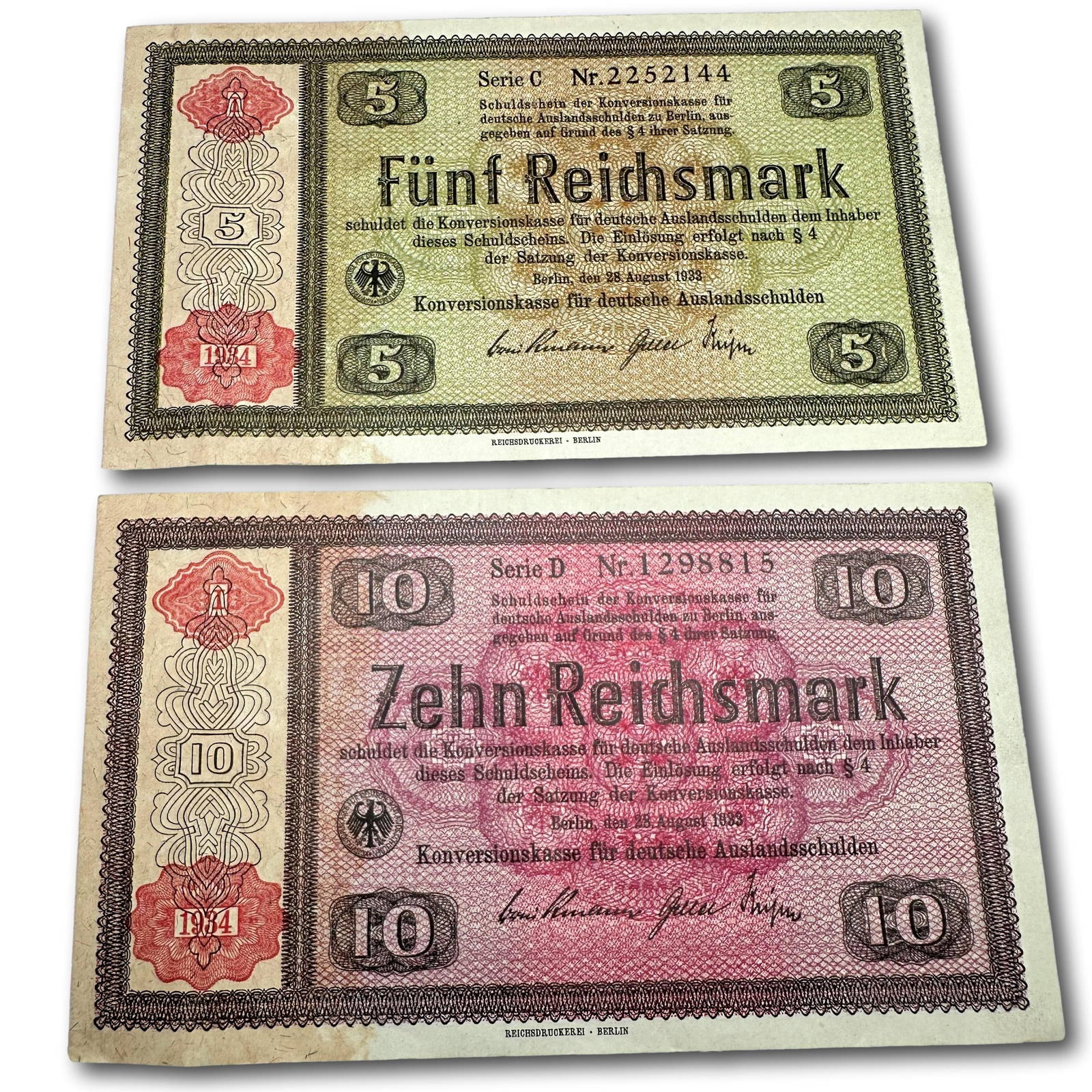 Germany Third Reich 5, 10 Reichsmark Bills Auction