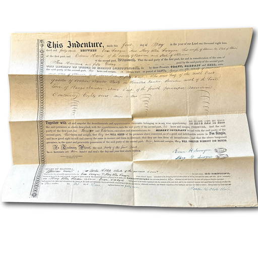 1849 Land Grant Indenture Contract