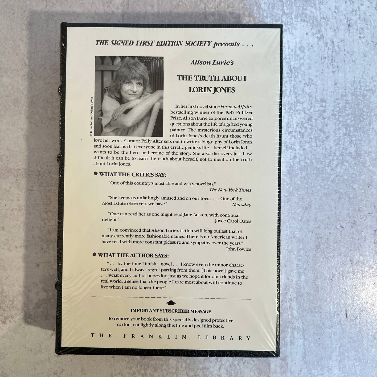 Buy Alison Lurie - The Truth About Lorin Jones - Unopened - Franklin ...