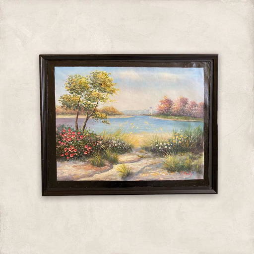 T. Manley, Untitled, Framed Original Landscape Oil Painting. 24.5â€ x ...