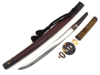 Antique Japanese Samurai Wakizashi Sword Inlay Gold Work