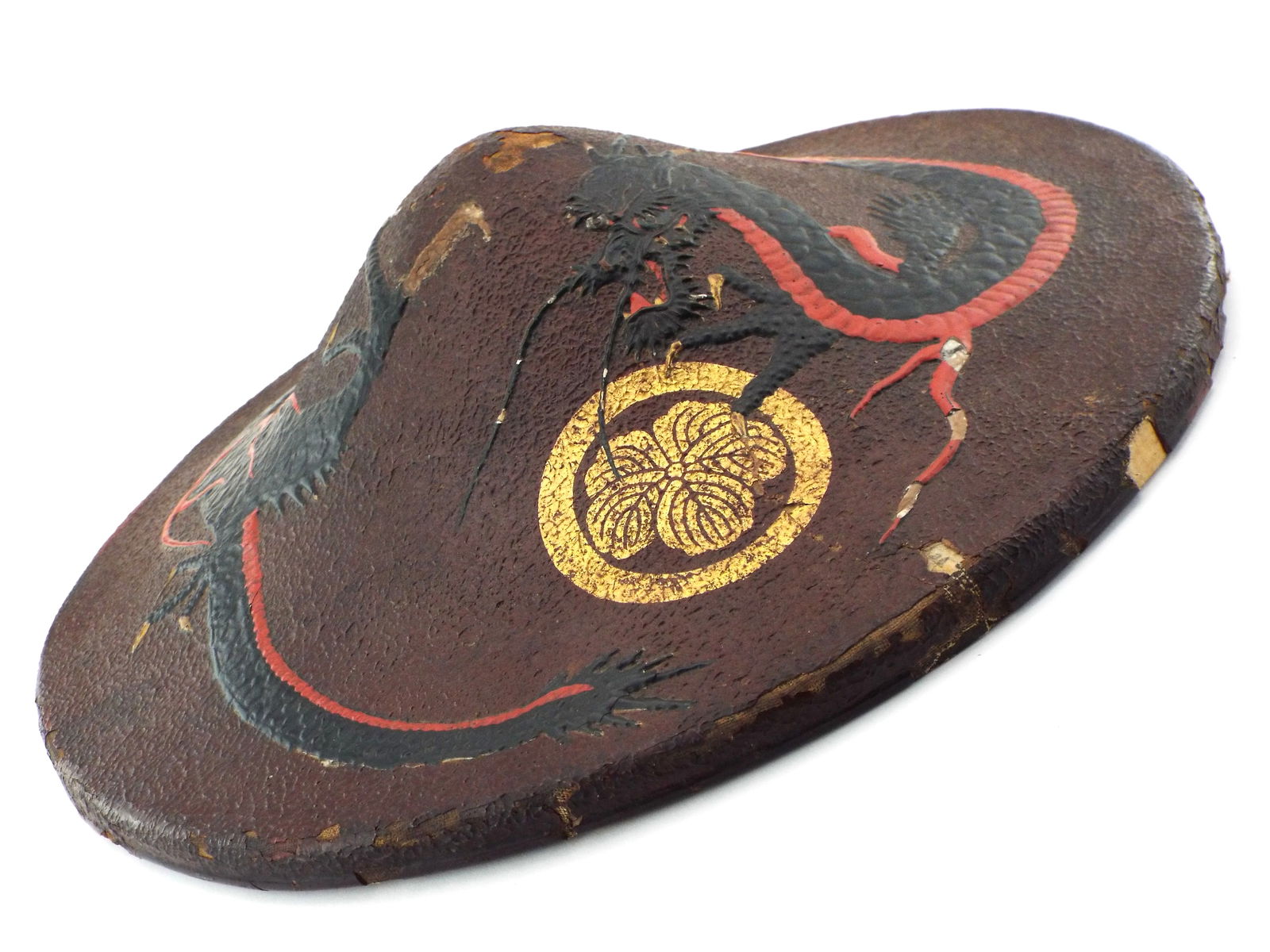 Antique Japanese Edo Period Jingasa With A Three-clawed Dragon Auction