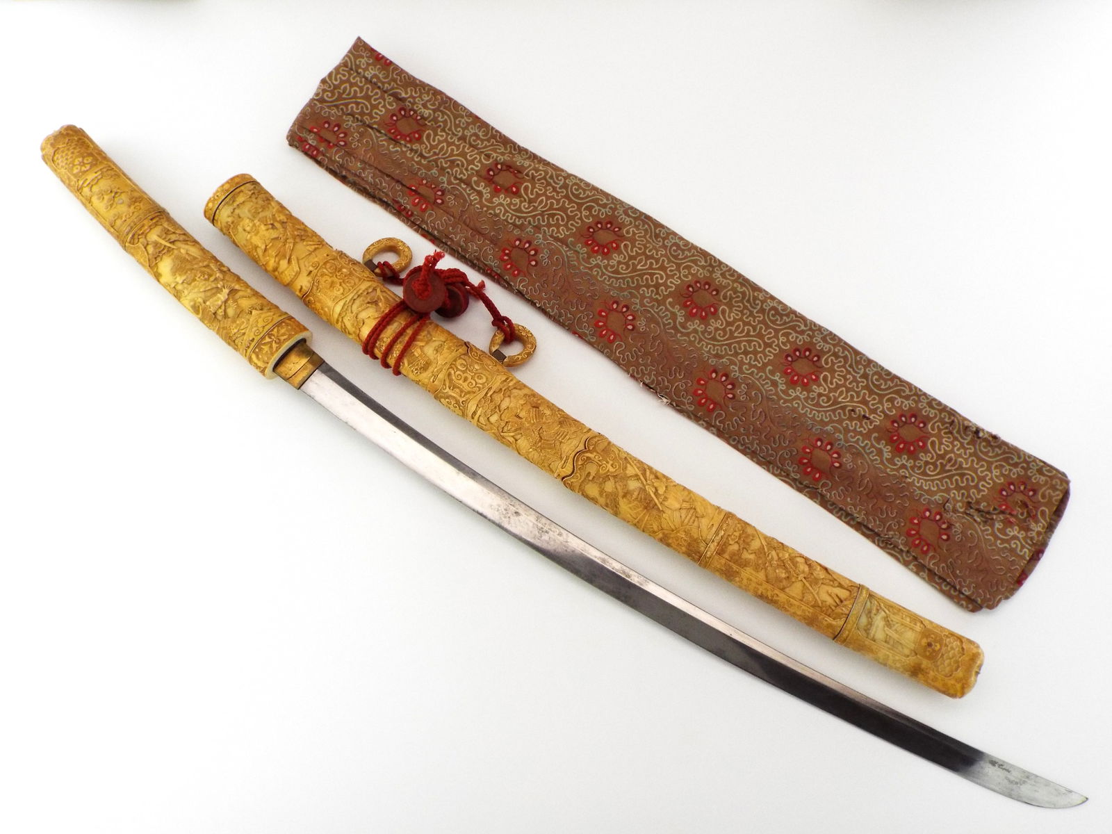 Antique Japanese Hand Carved Japanese Meiji Period Samurai Sword With ...