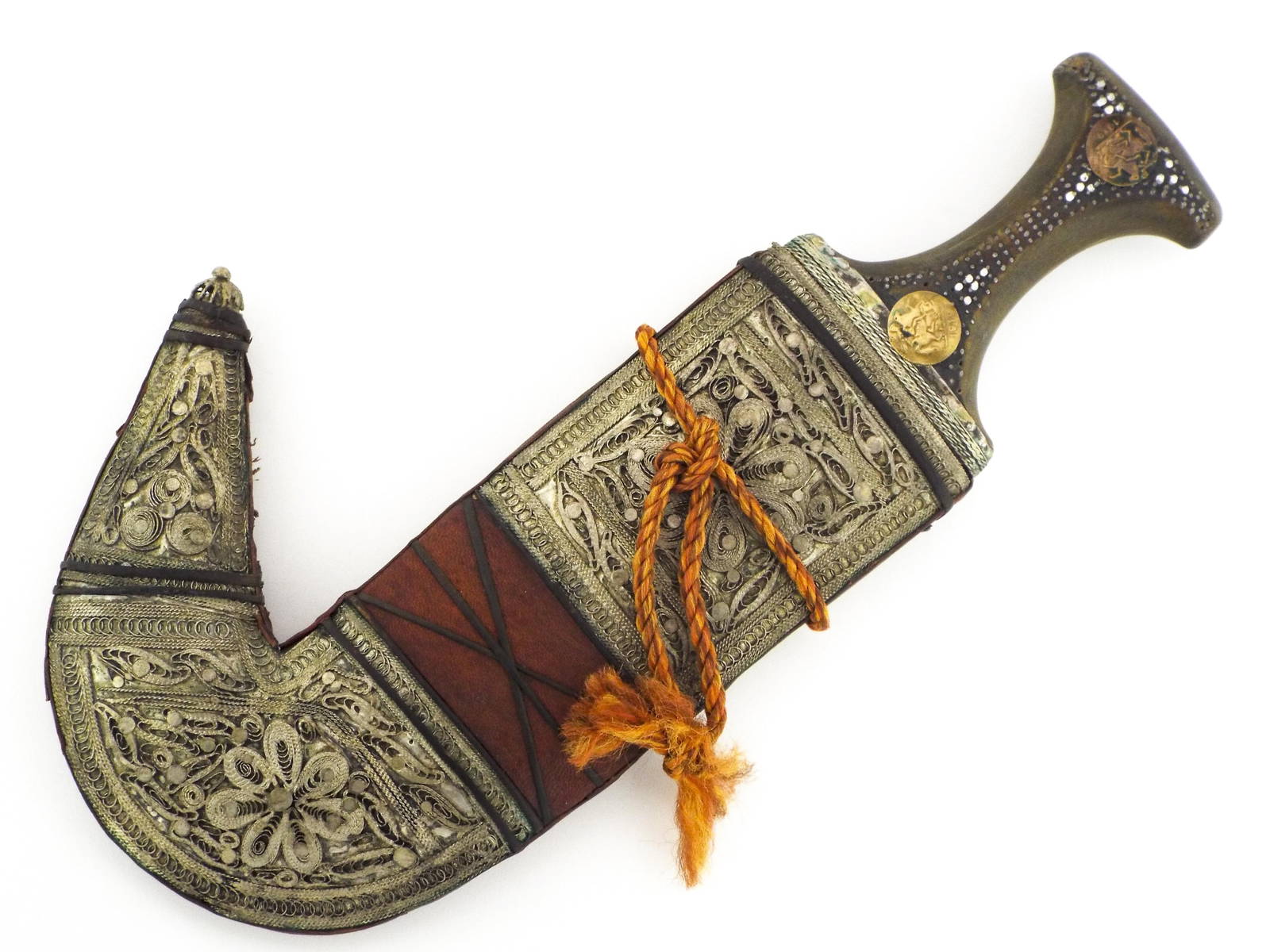 Antique Islamic Arabic Arab Jambiya Dagger Knife In Ornate Silver ...