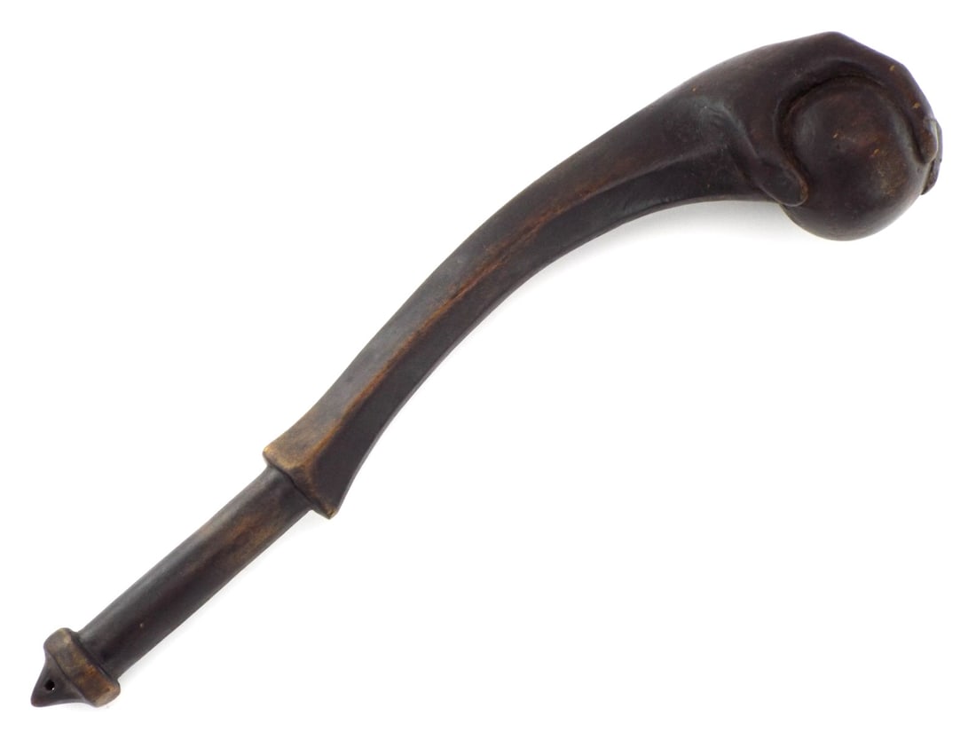 Antique Native American Indian Carved Ball War Club. Auction