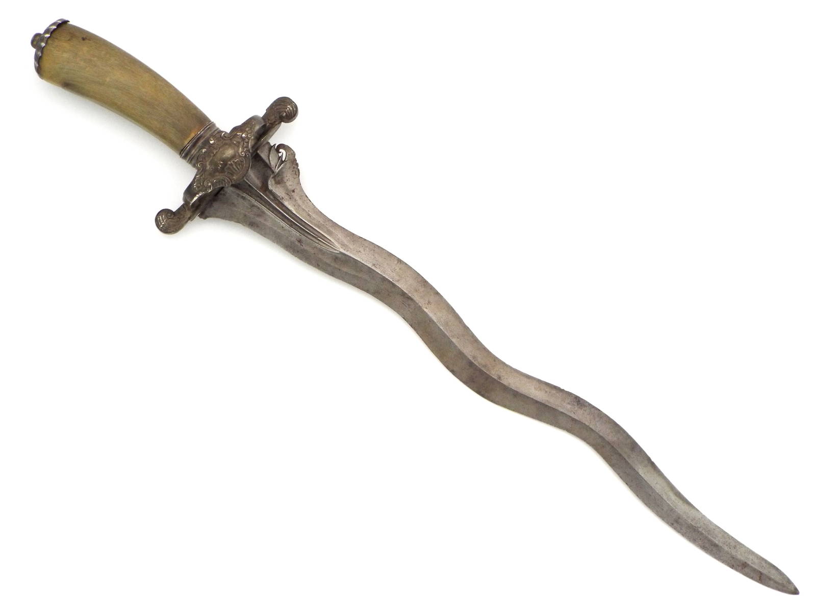 One Of A Kind Indonesian Kriss With Dutch Silver Mounted Hilt, Strong ...