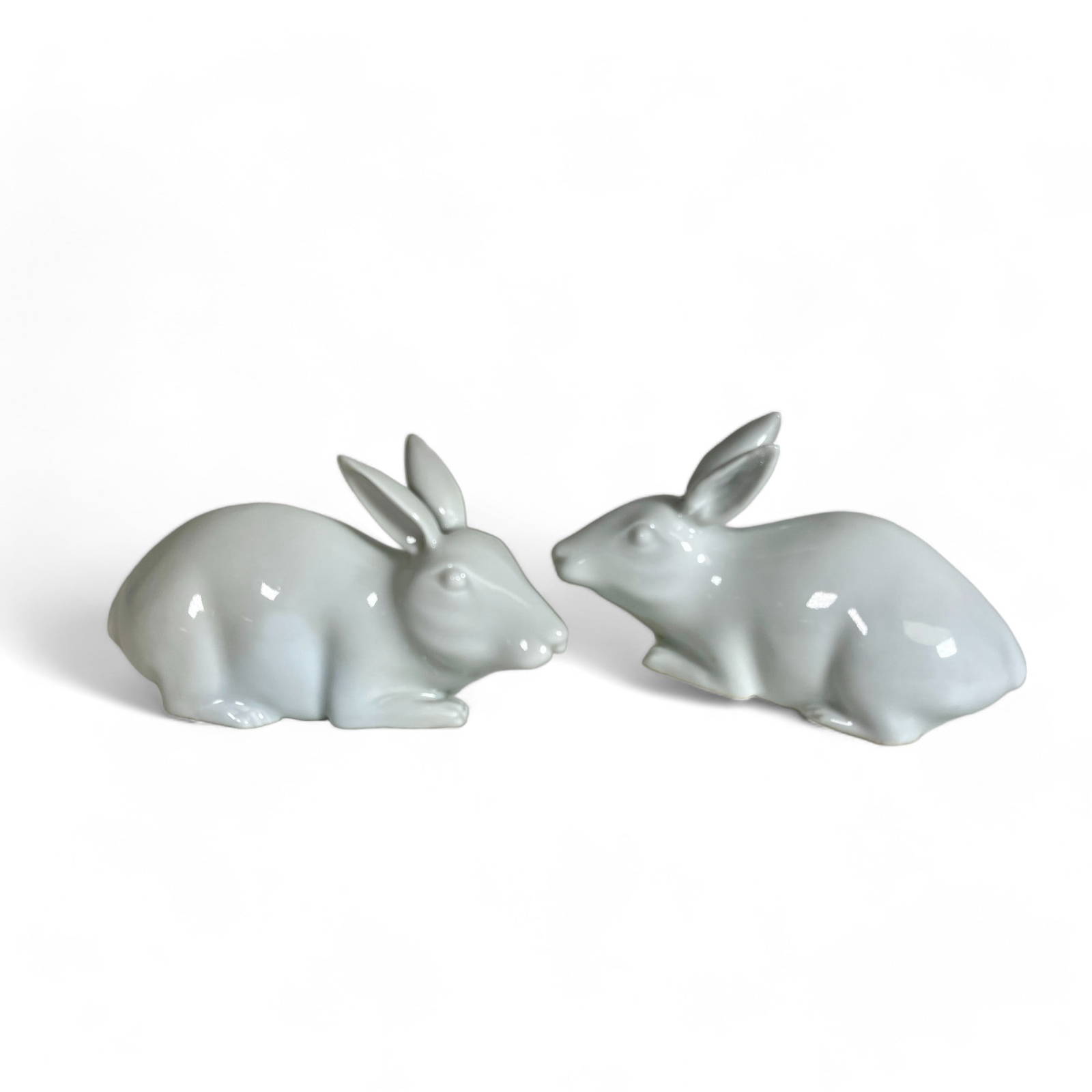 Pair Of Chinese Porcelain White Rabbit Figurines Auction