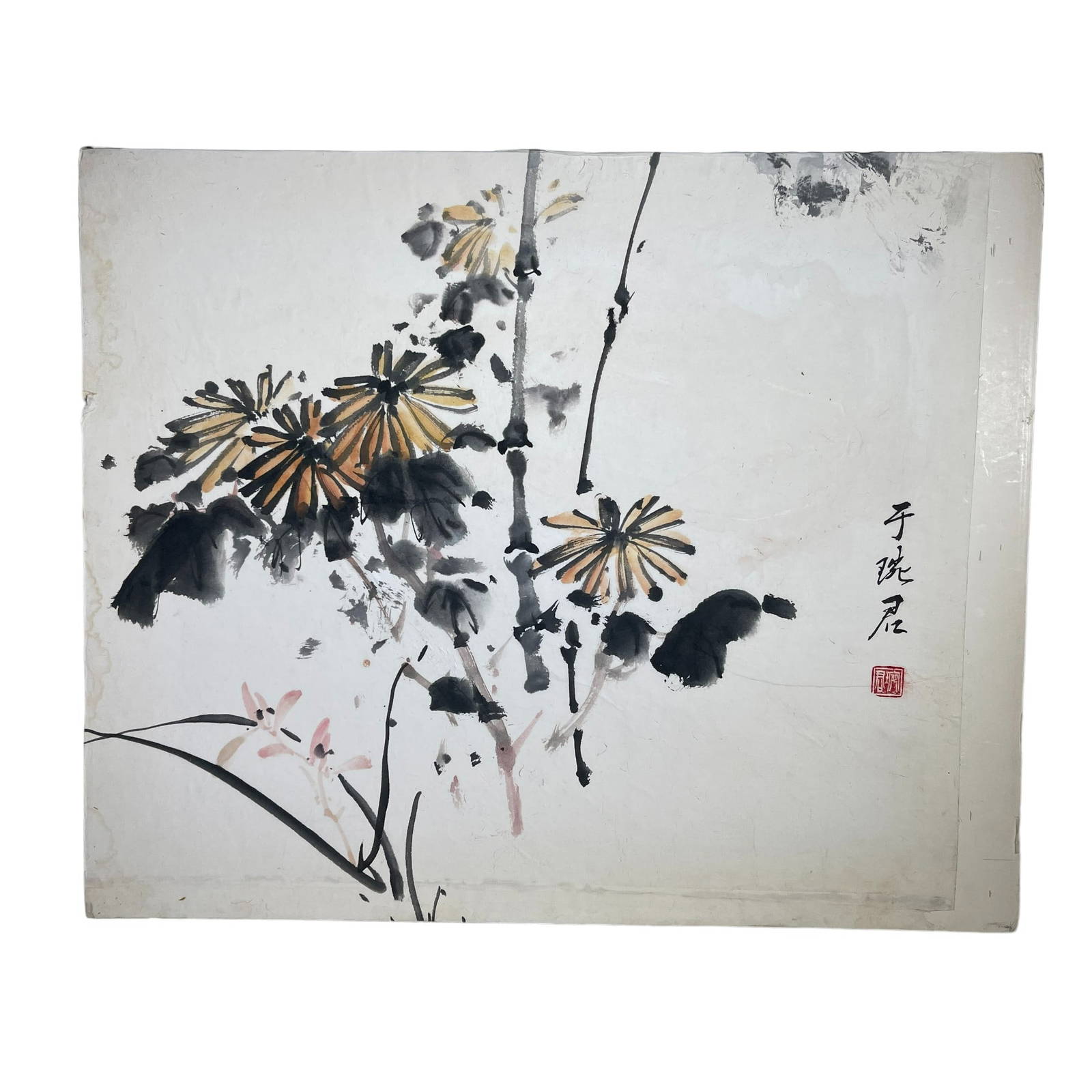 Chinese Water Ink Painting Of Flowers Auction