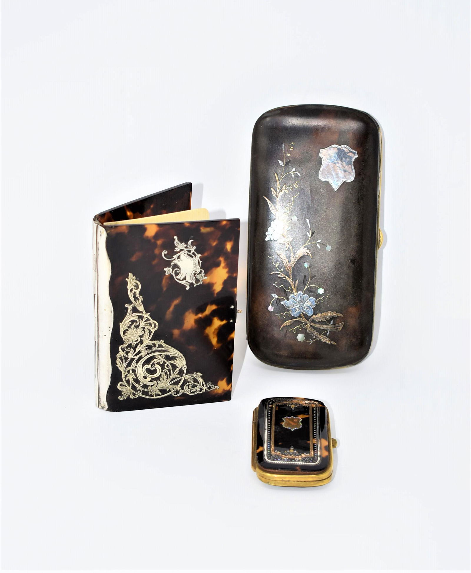 A Grouping Of Three Antique Tortoise Shell Cases