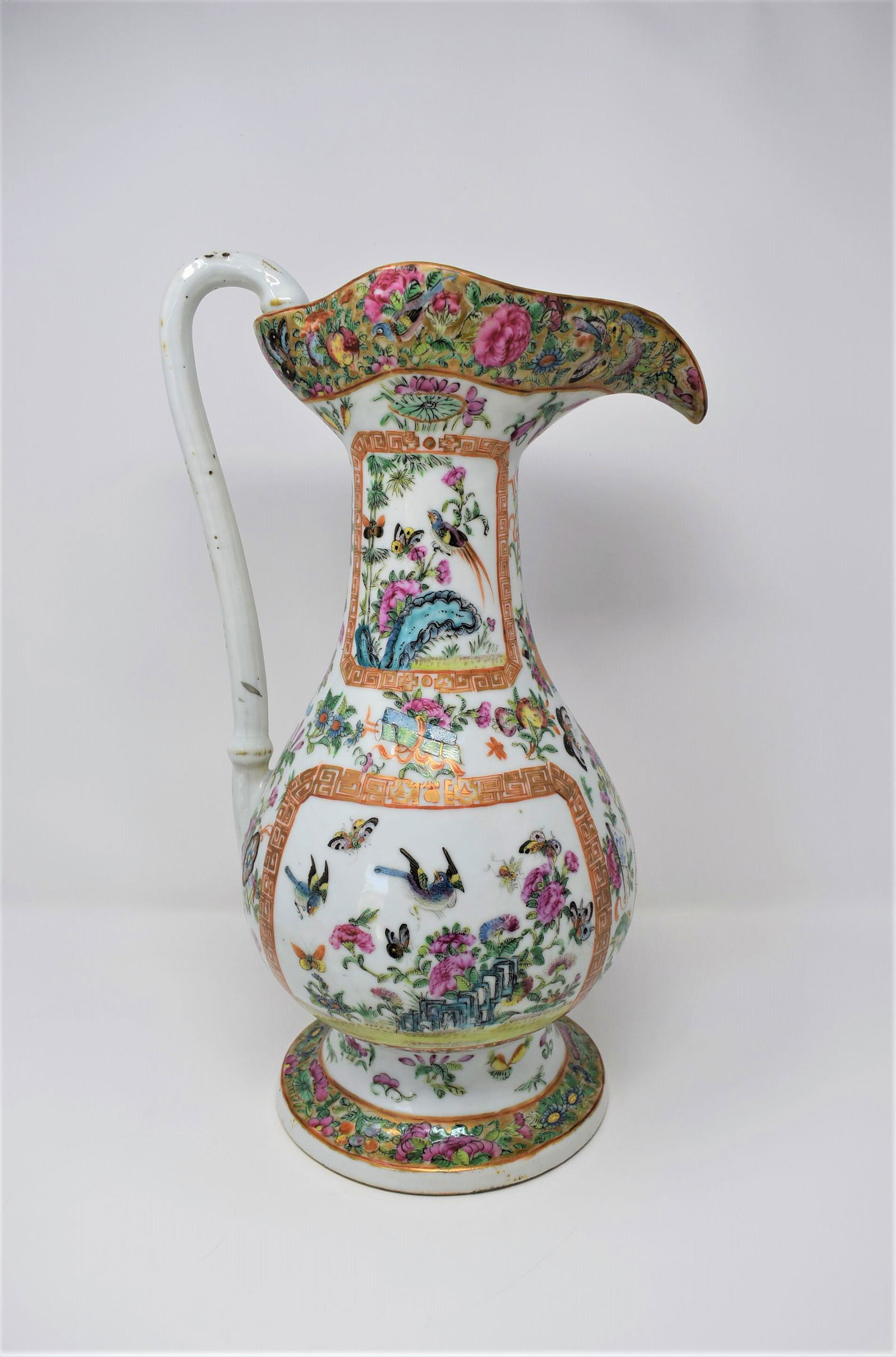 Unusual And Large Antique Chinese Export Pitcher / Jug