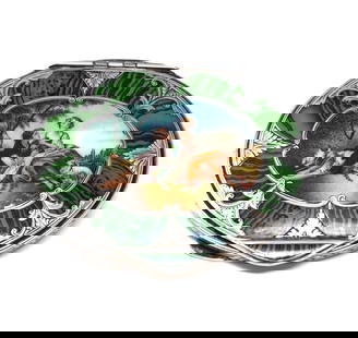 Antique Italian 800 Silver And Enamel Mirrored Compact Auction