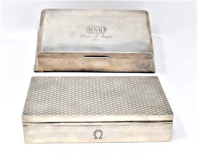 Art Deco Sterling Silver Cigarette / Cigar Boxes, One By Mappin & Webb