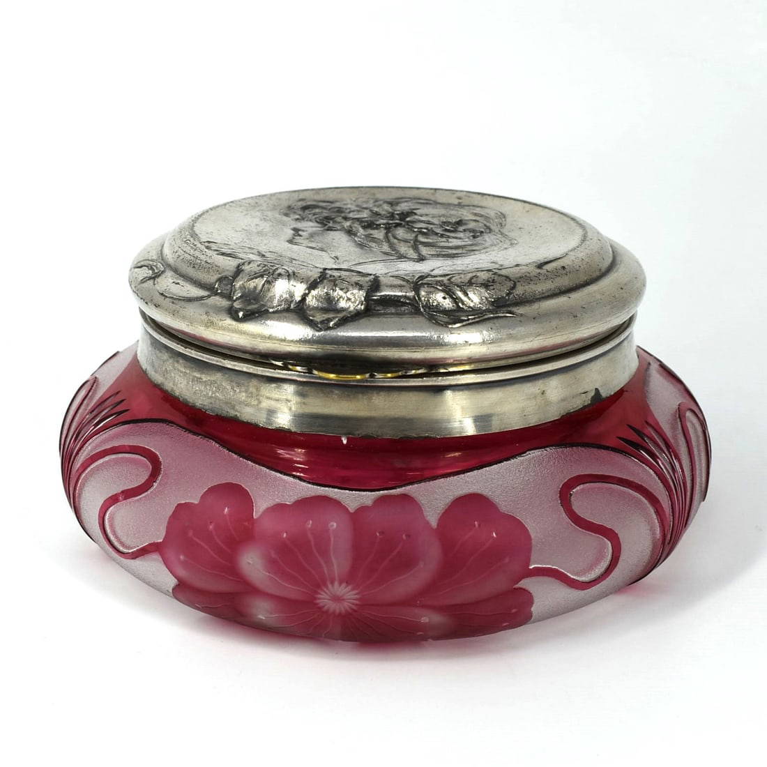 Orivit Art Nouveau Silvered Metal And Glass Dresser Box Auction