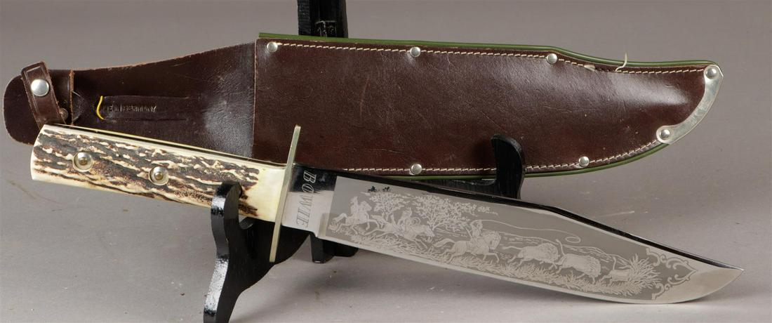 A Bowie Knife (linder Messer) Solingen, With Engraved Buffa