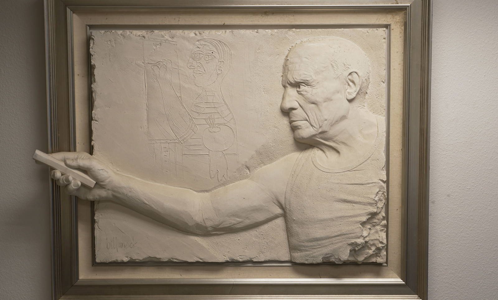 Bill Mack Artist "picasso" Sand Art Large Framed Sculpture Auction