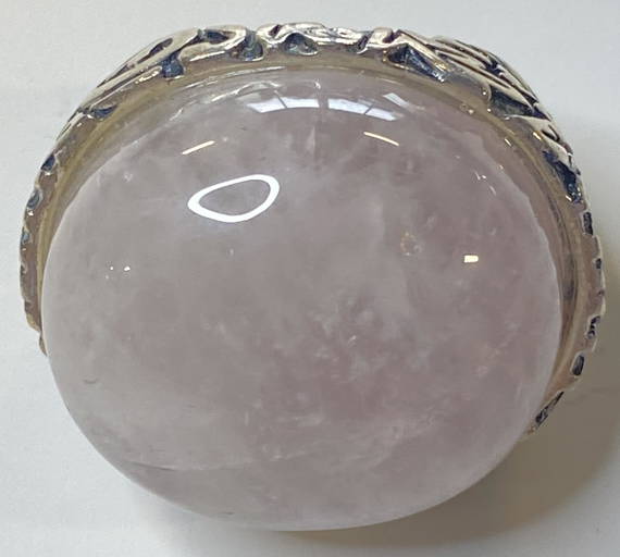 Vintage Sterling Silver Signet Ring With Oval White Stone