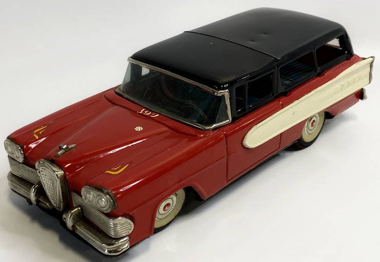 1950's Japan Ford Edsel Station Wagon Friction Tin Toy