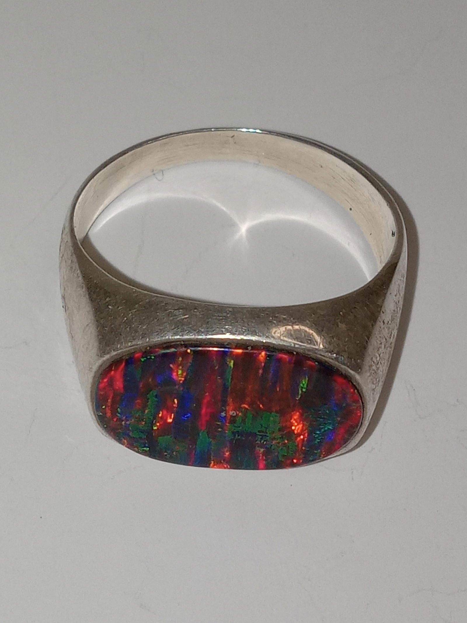 VINTAGE STERLING SILVER SIGNET RING MULTI-COLORED STONE (#0222B) on Dec ...