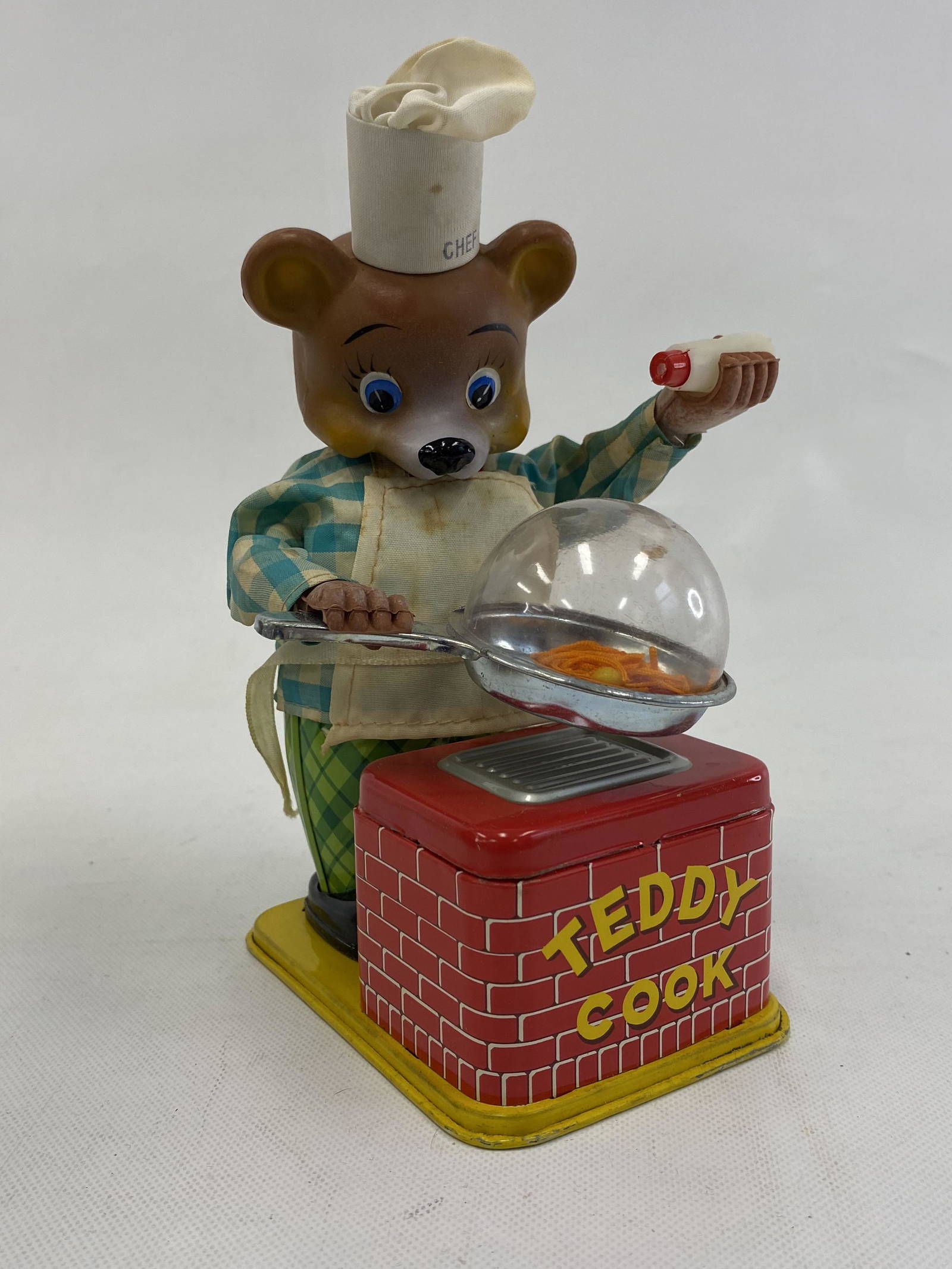 1950's Japan Mechanical Teddy Cook Tin Toy & Box Auction