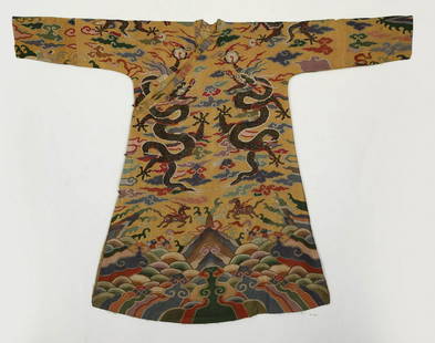 Qing Dynasty Of China,yellow Dragon Pattern Dragon Robe