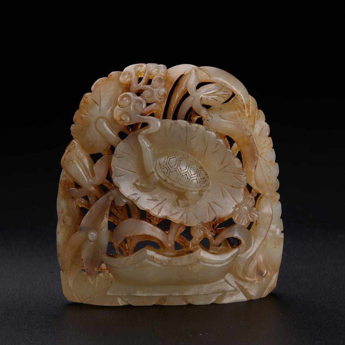 A Pale Celadon And Russet Jade 'turtle' Plaque, Qing Dynasty Auction