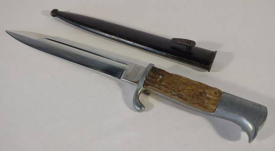 Ww2 German Stag Handled Bayonet With Scabbard
