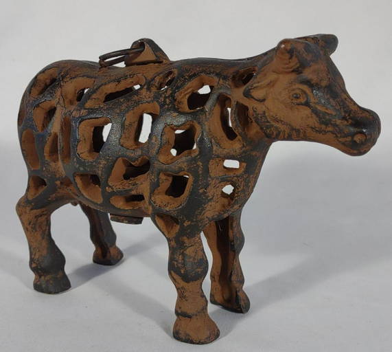 Cast Iron Cow Tea Candle Holder Lantern