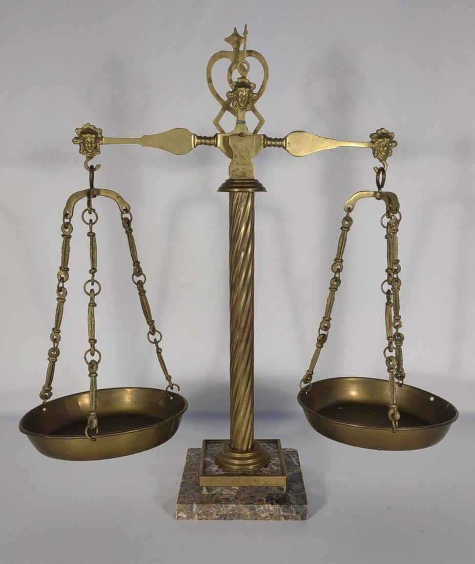 Vintage Brass & Marble Balance Scale