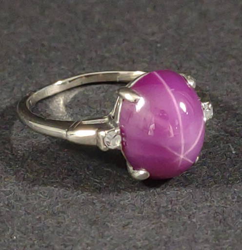 10k Gold Dason Lab Star Ruby Ring W/ Diamonds