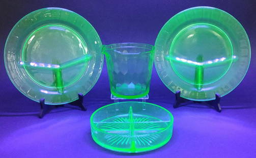Vintage Uranium Glass Candy Dish.