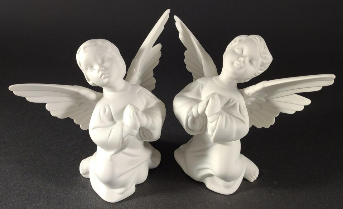 Pair Of Boehm Porcelain Praying Angels Figures