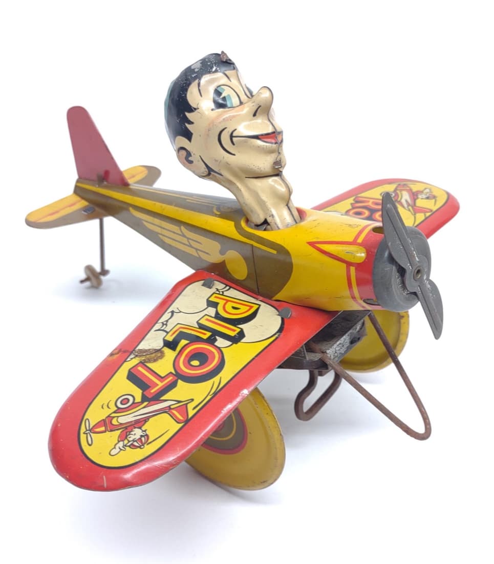 Marx Rookie Pilot Tin Wind Up Airplane Toy (works)
