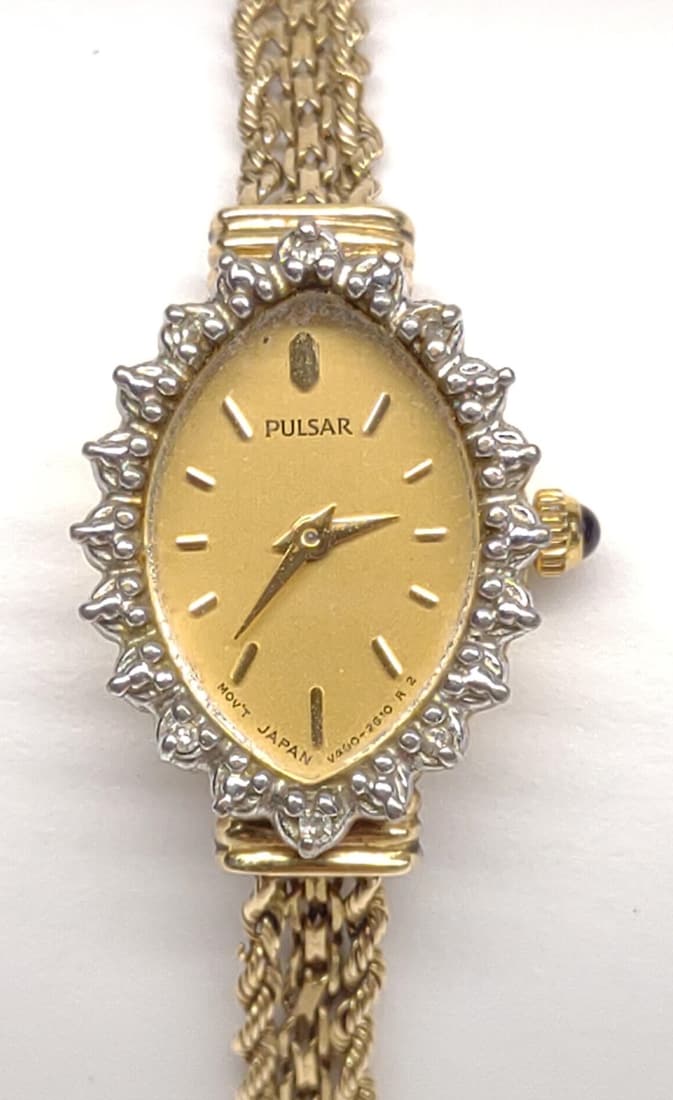 14k Gold Pulsar Ladies Wrist Watch (works) Auction