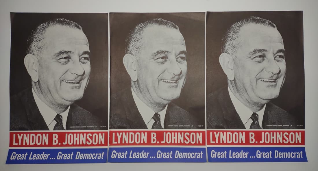 3 Original Lyndon B Johnson Campaign Posters Auction