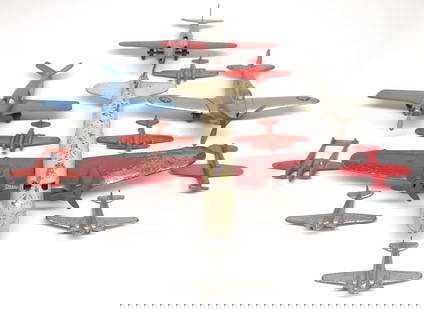 12 Vintage Pressed Steel & Plastic Toy Airplanes
