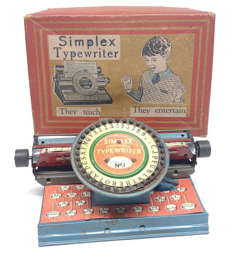 1930s Simplex No 1 Typewriter Toy W/ Box