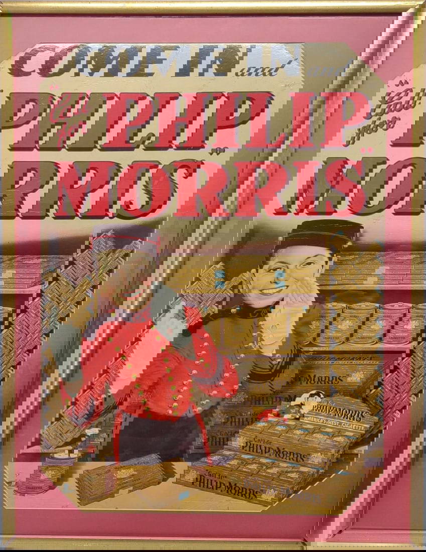 Philip Morris Cigarette Advertising Sign (framed) Auction