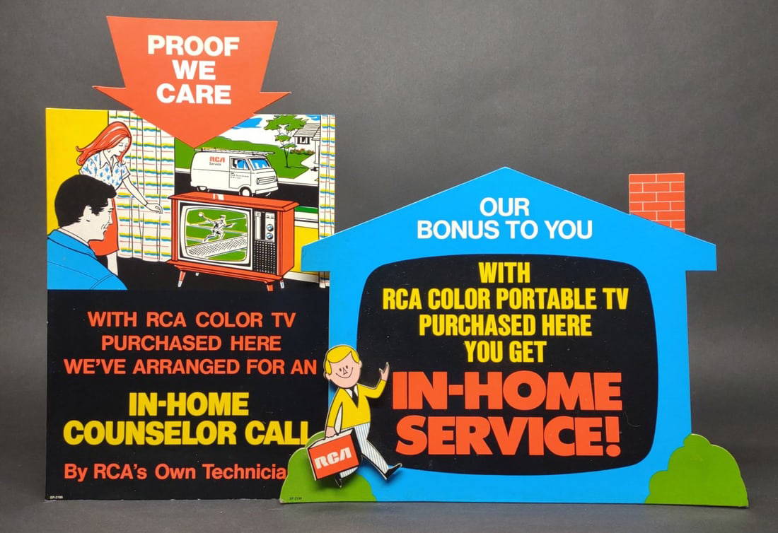 Two 1960s Rca Color Tv Advertising Signs Auction