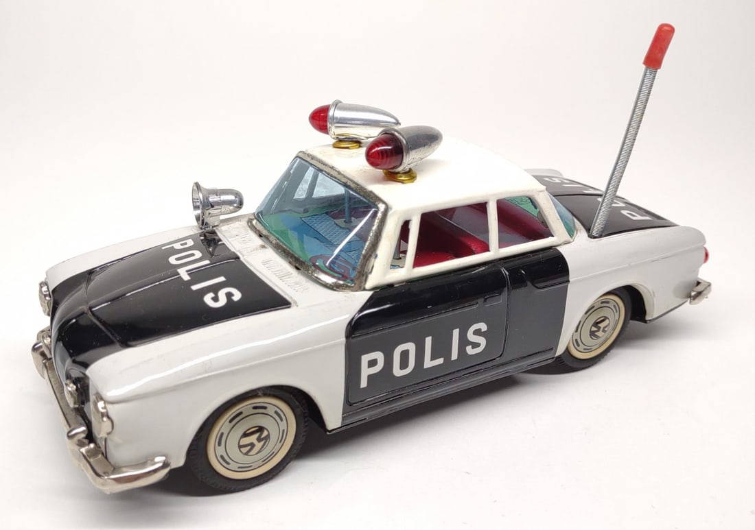 Vintage Japan Ichiko Tin Friction Police Car Toy Auction