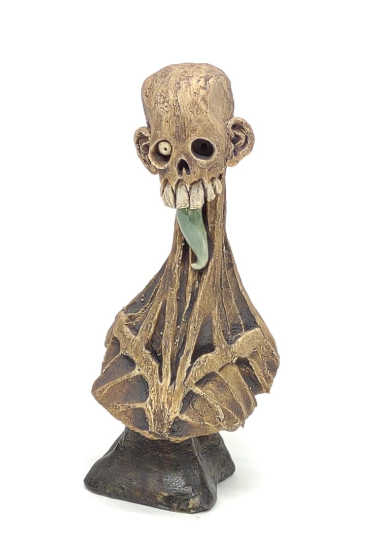 Dug Stanat Hand Made Ceramic Skull Sculpture / Fig Auction