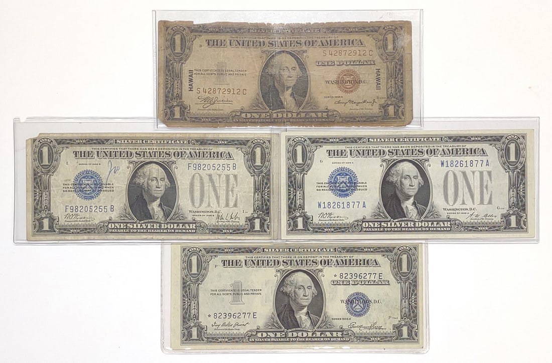 (4) $1 Red, Blue & Star Us Federal Bank Notes Auction