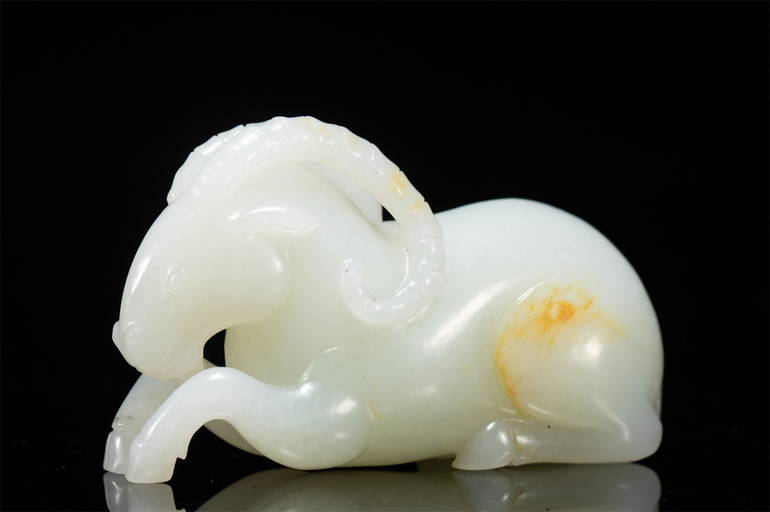 A CHINESE CARVED WHITE JADE GOAT (#0095) on Jan 08, 2023 | Gordon Fine ...