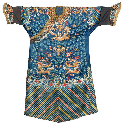 A CHINESE BLUE-GROUND GOLD THREAD DRAGON ROBE (#0018) on Jan 08, 2023 ...