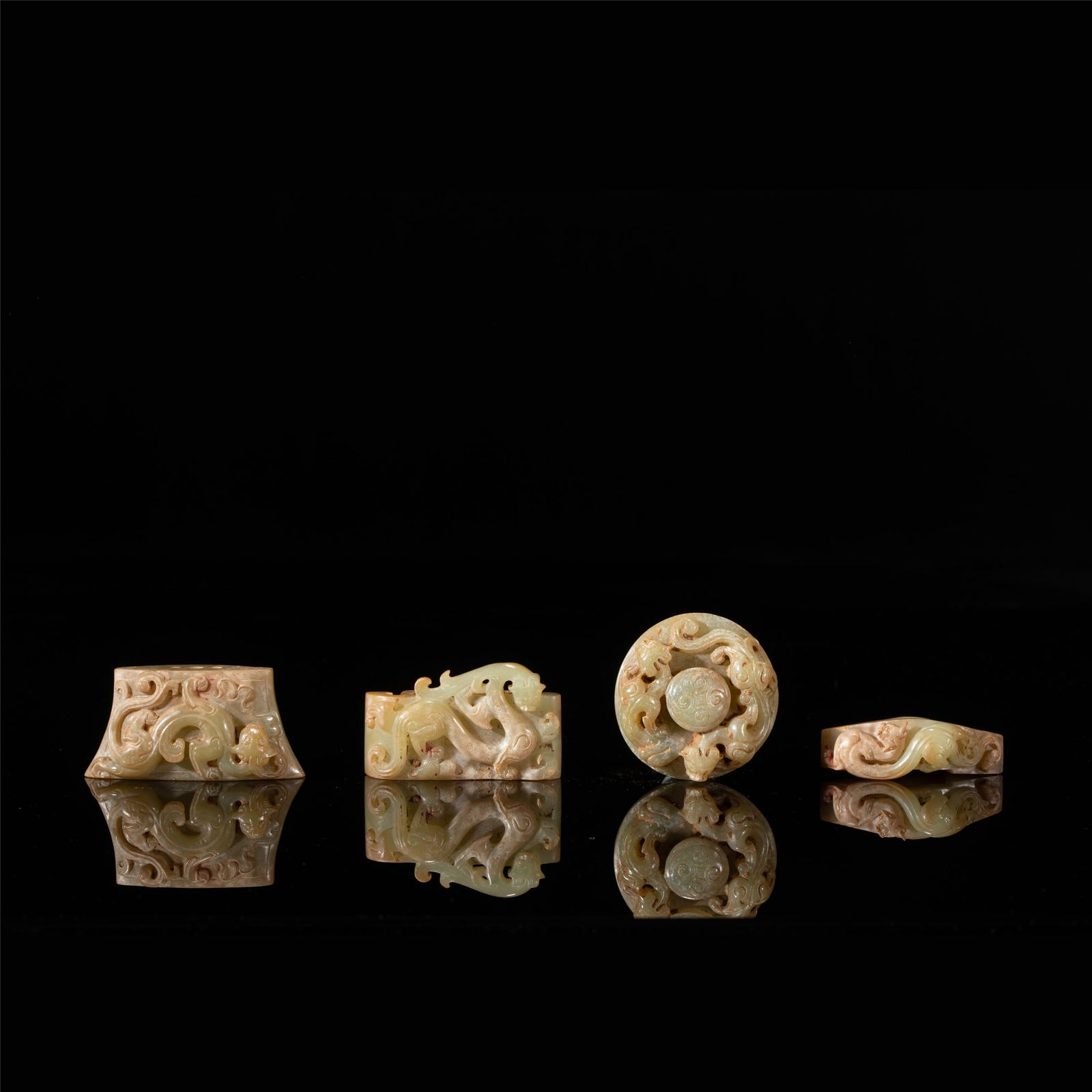 Buy An Extremely Rare Complete Set Of Four Chinese Carved Jade Sword ...