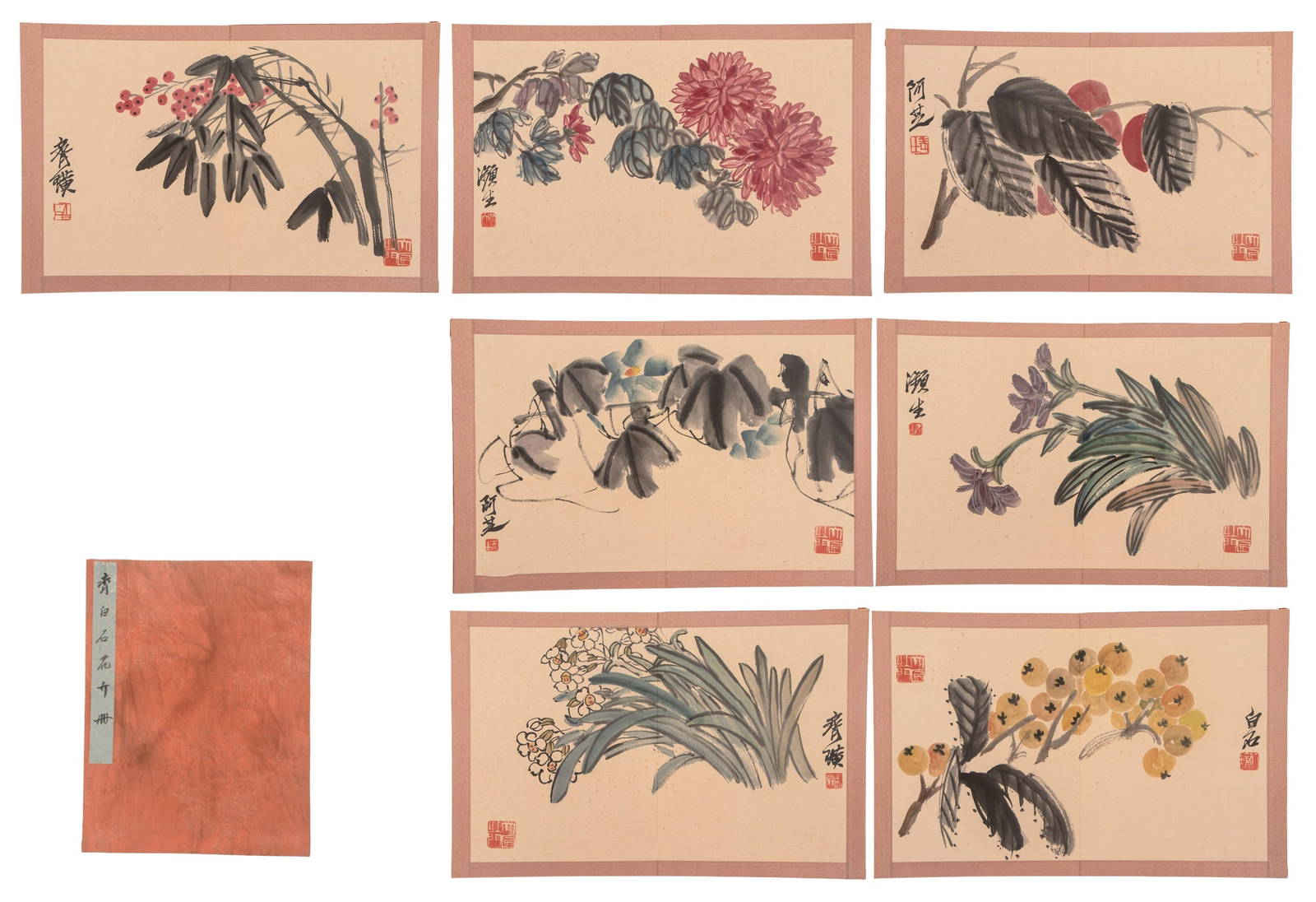 A Chinese Painting Of Flowers And Fruits Signed Qi Baishi Auction